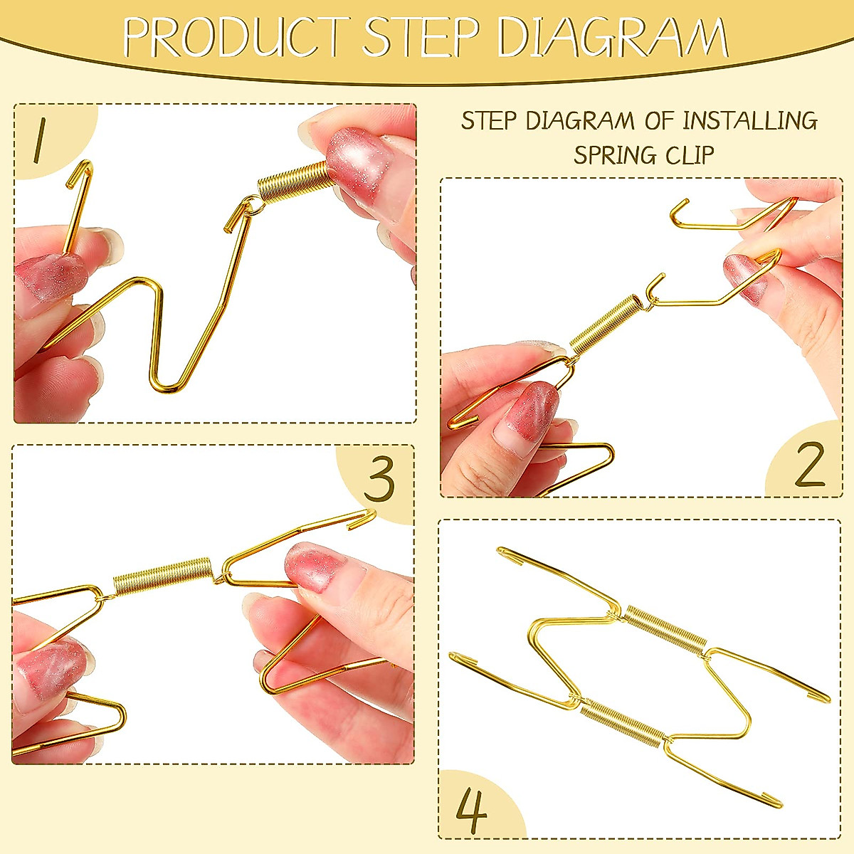 20 Pieces 20 Pieces Plate Hangers 4/5, 6, 8, 10 Inches Invisible Wall Plate Hangers Stainless Decorative Wire Plate Hangers with 20 Pieces Hangers Hook with Nails for Antique Plates and Art (Gold)