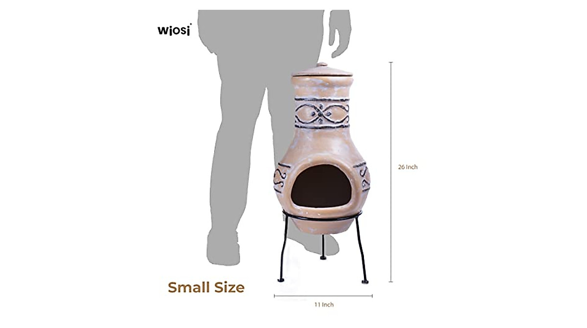 Wiosi Small Outdoor Chiminea Fireplace – Rustic Garden Fire Pit