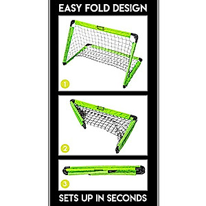 Franklin Sports Portable Mini Soccer Goal - Folding Indoor + Outdoor Kids Mini Soccer Net with Carry Bag - Plastic Backyard Youth Goal with Ground Stakes - 36" x 24"