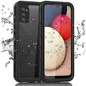 Samsung Galaxy A02S Waterproof Case with Built-in Screen Protector Dustproof Shockproof Drop Proof Heavy Duty Phone Case, Rugged Full Body Underwater Protective Cover for Samsung Galaxy A02S - Black