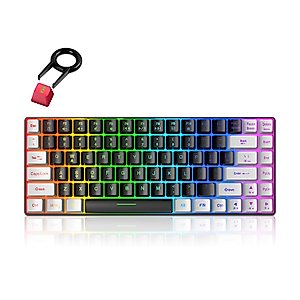 Snpurdiri K84 Wired Gaming Keyboard, 75% RGB Backlit Keyboard, Premium Compact Keyboard for PC, Laptop, Gaming, Office (84 Keys, Black-White)
