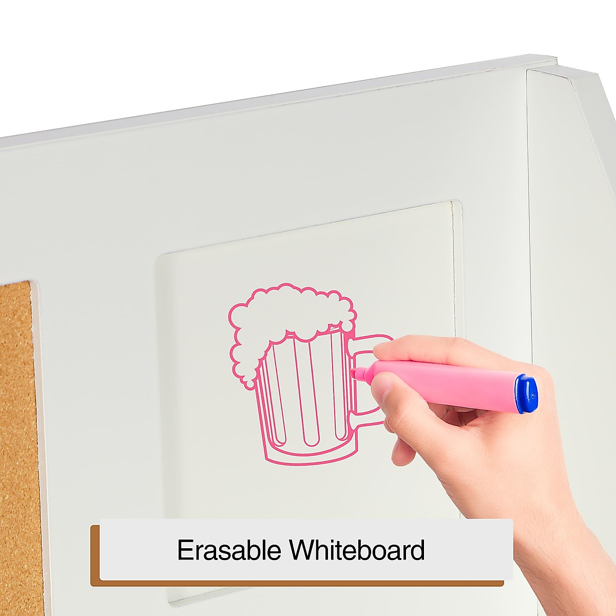 RedSwing Kids Study Desk and Chair Set, 35 Inch Writing Desk with Hutch, Cabinet, Bulletin Board, Student's Study Computer Workstation & Writing Table for Home School Use