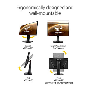 ASUS TUF Gaming 24.5” 1080P HDR Monitor VG258QM - Full HD, 280Hz (Supports 144Hz)(Renewed)