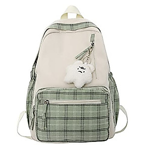 MadGrandeur Aesthetic Backpack Kawaii Backpack Sage Green Backpack for Girls Teens Preppy School Supplies Aesthetic Daypack (Sage Green)