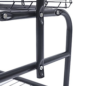 kunghei 2-in 1 Rolling Clothes Rack, 2 Tier Clothing Rack with Metal Basket, Rolling Storage Cart Clothes Organizer Coat Rack Storage Stand on Wheels, for Home Bedroom Laundry Small Place Entryway