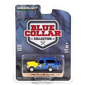 1996 Bronco XL Blue and Yellow Michelin Tires Blue Collar Collection Series 11 1/64 Diecast Model Car by Greenlight 35240 D