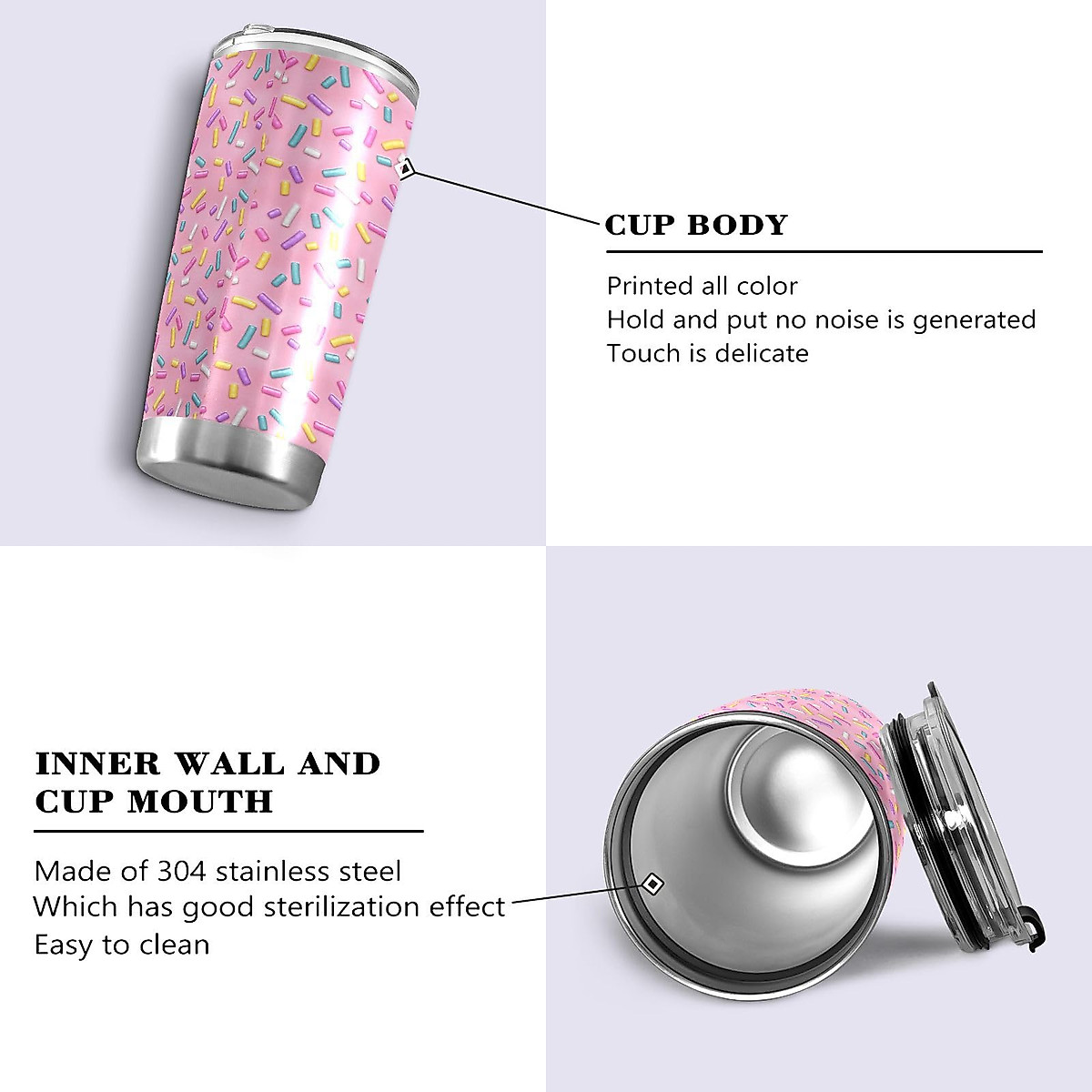 innewgogo Pink Donut Glaze 20 oz Stainless Steel Vacuum Insulated Tumbler for Women Men Reusable Water Bottle with Leak-proof Lid & Straw Thermal Cup for Home Office School Gym Water Iced Tea Coffee