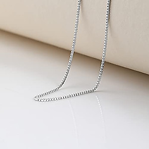 Gacimy Sterling Silver Chain Necklace for Women, 0.8mm Thin 925 Sterling Silver Box Chain for Women Girls, 20" Length