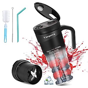 Vaeqozva Portable Blender-Personal Blender USB Rechargeable for Shakes and Smoothies Mini Blender Smoothie Maker on the Go Blender Cup with 6 Blades 16Oz Small Fruit Blender Home Travel Sports Gym