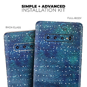 DesignSkinz The Grungy Blue Green Stars Surface Protective Vinyl Decal Wrap Skin Cover Compatible with The Samsung Galaxy S20 (Screen Trim & Back Glass Skin)