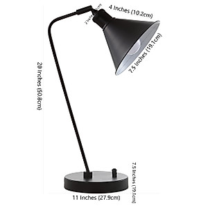 Safavieh Lighting Collection Vance Black 20-inch Bedroom Living Room Home Office Desk Dorm Study Nightstand Task Table Lamp (LED Bulb Included)