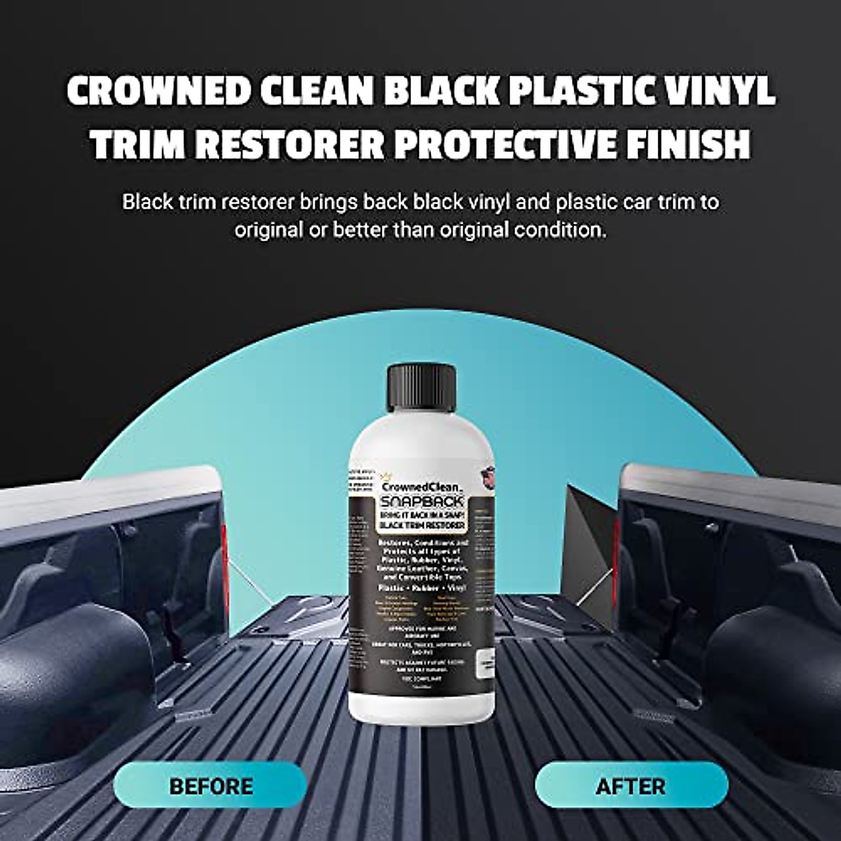 Black Plastic Vinyl Trim Restorer Protective Finish Long Lasting Car & Truck Polish Refreshing Agent for Various Surfaces UV Blocking Restoring Solution – 12 Ounces - Premium Microfiber Cloth Included
