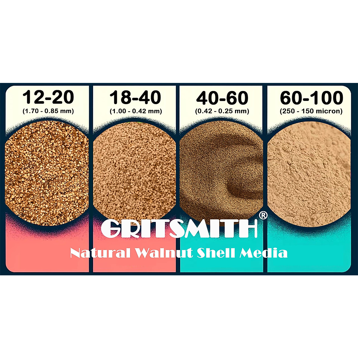 GRITSMITH 18-40 Grit Ground Walnut Shell Media (5 LBS / 2.3 KG) - Fine Grit for Tumbling, Blasting, Vibratory, Polishing, Deburring, Anti-Skid, Fillers