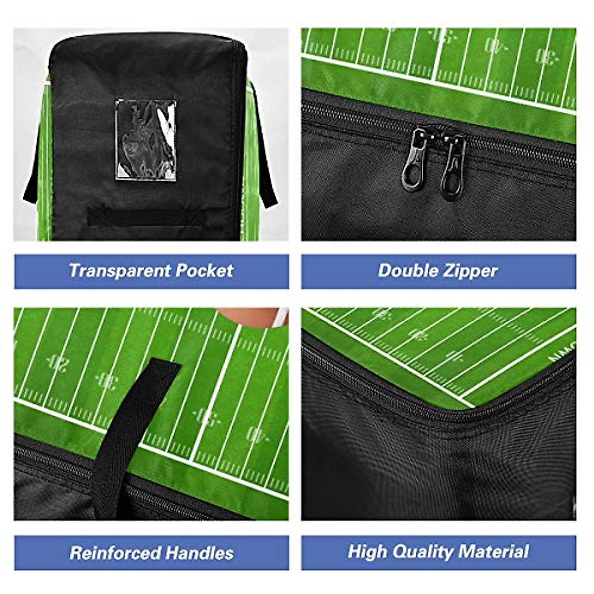N/ A Underbed Large Capacity Storage Bag - Football Field Green Quilt Clothes Organizer Decoration Luggage Zipper Moving Tote