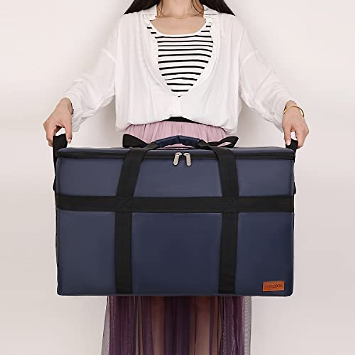 FORCOOK Insulated Food Delivery Bags XXL Commercial Grocery Bags Hot Bags for Delivery Waterproof - Premium Food Warmer Bag for Uber Eats and Doordash with Hard Bottom Blue