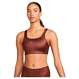 Nike Dri-FIT Swoosh Shine Medium-Support Sports Bra (as1, Alpha, m, Regular, Regular, Bronze Eclipse, Medium)