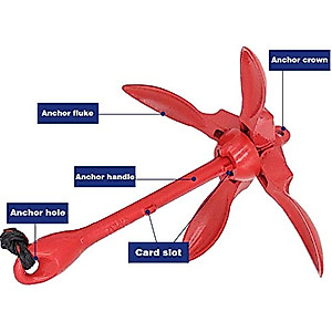 ISURE MARINE Kayak Anchor Kits Portable Folding Anchor Buoy Kit Canoe Kayak Raft Boat Sailboat Fishing 3.5 lbs Marine Rope Complete Folding Grapnel Anchor Kit for Small Boats, Kayaks Jet Ski etc