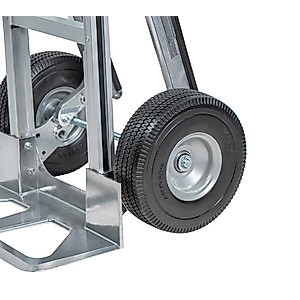 Mytee Products 600 lbs Dual Handle Aluminum Hand Truck Heavy Duty Dolly with 10" Solid Caster Wheels - Large Hand Truck with Skid Bars - 52.3" x 17.5" with 19.3" x 7.5" Nose Plate