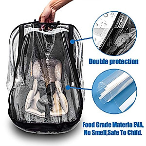 Car Seat Rain Cover,Food Grade EVA,Universal Car Seat Rain,Waterproof, Windproof Protection,Protect from Dust Snow,Rain Cover Features Quick-Access Zipper Door and Side Ventilation