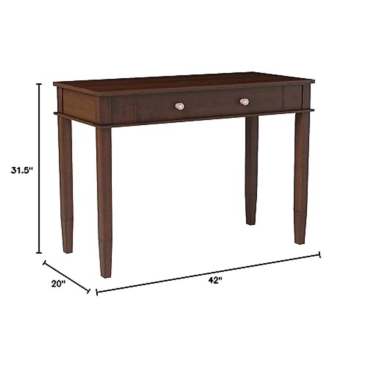 SIMPLIHOME Carlton SOLID WOOD Transitional Modern 42 inch Wide Home Office Desk, Writing Table, Workstation, Study Table Furniture in Dark Tobacco Brown with 1 Drawer