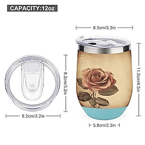 WYUSPGK 304 Stainless Steel Insulated Cup, Vintage Rose Print Smooth Rim, Durable & Reusable - Perfect for Office, Home, And Travel