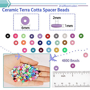 Greentime Clay Beads, 4500pcs Flat Round Spacer Clay Beads Heishi Beads for Bracelets Jewelry Making Kit Earring DIY Crafts for Holiday Gift (24Color 6mm)