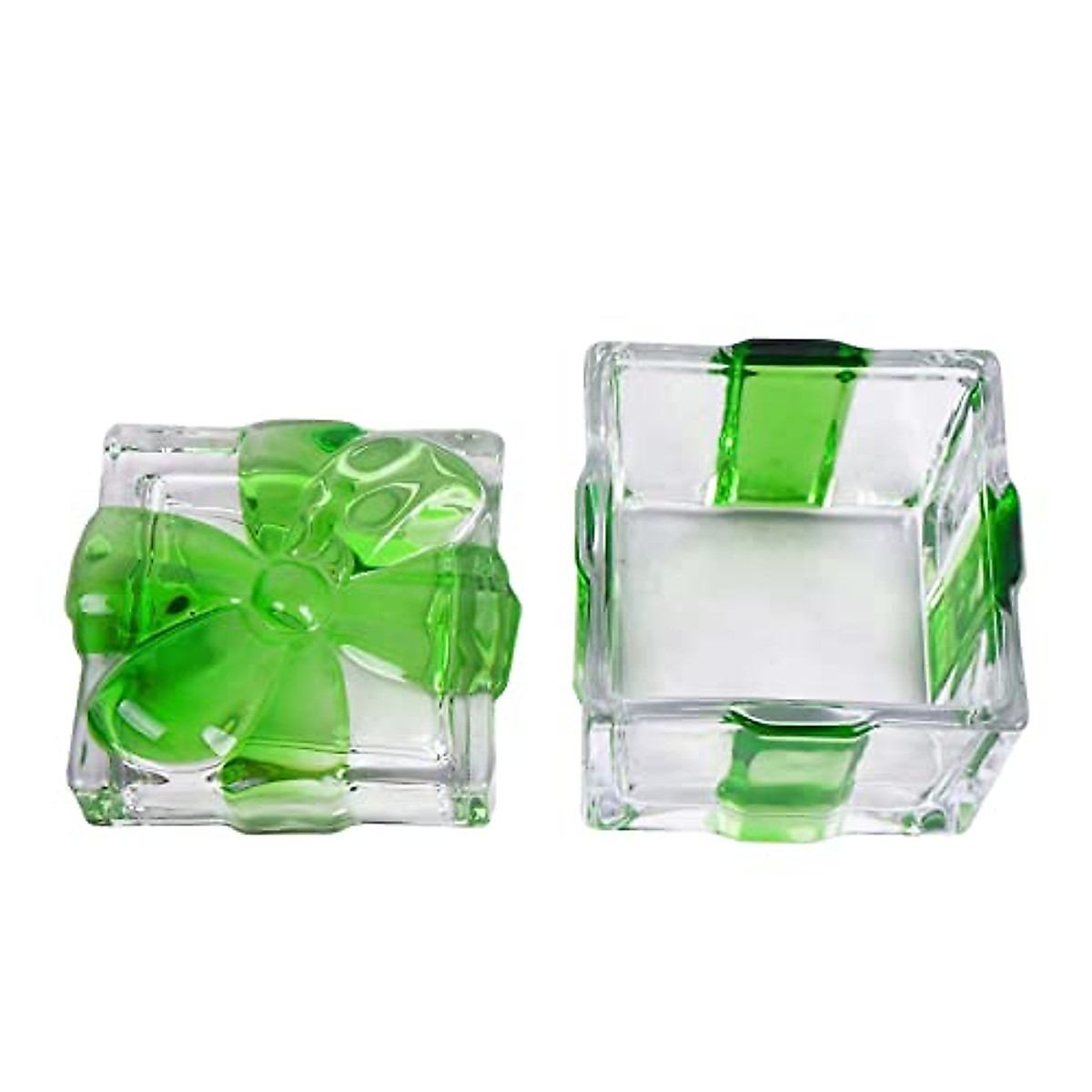 Gkesgm Heavy Crystal Glass Sugar Bowl with Bowknot Lid,Wedding Candy Cookies Storage Box,Decor Candy Tray,Green