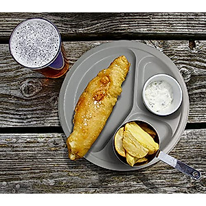 Zdesign Divided Plates for Adults(4 Pack) Portion Control Plates Divided Plastic Plates College Dorm Room Essential Apartment Essentials 9 3/4 Inch Reusable Dishes Set Microwave Safe(Gray)