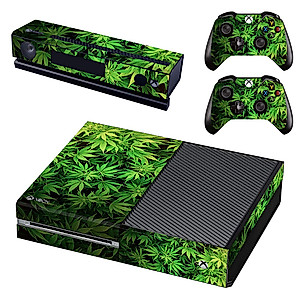 UUShop Protective Vinyl Skin Decal Cover for Xbox One Green Leaf Weeds