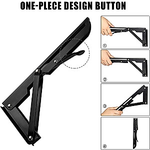 AUTOHJ Folding Shelf Brackets - 16 Inch 2 Pcs Heavy Duty Stainless Steel Collapsible Triangle Shelf Bracket, DIY Wall Mounted Folding Table Hinge, Space Saving for Bench Table with Screws