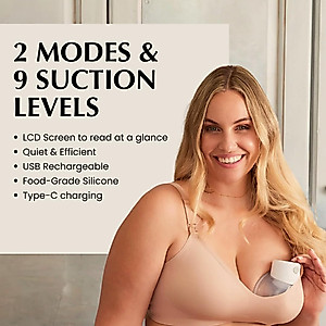 Yuemi Wearable Electric Breast Pump Hands Free, 2 Modes, 9 Levels | 24mm Flange, 2 Pack Milk Extraction Breast Pump for Effortless Pumping