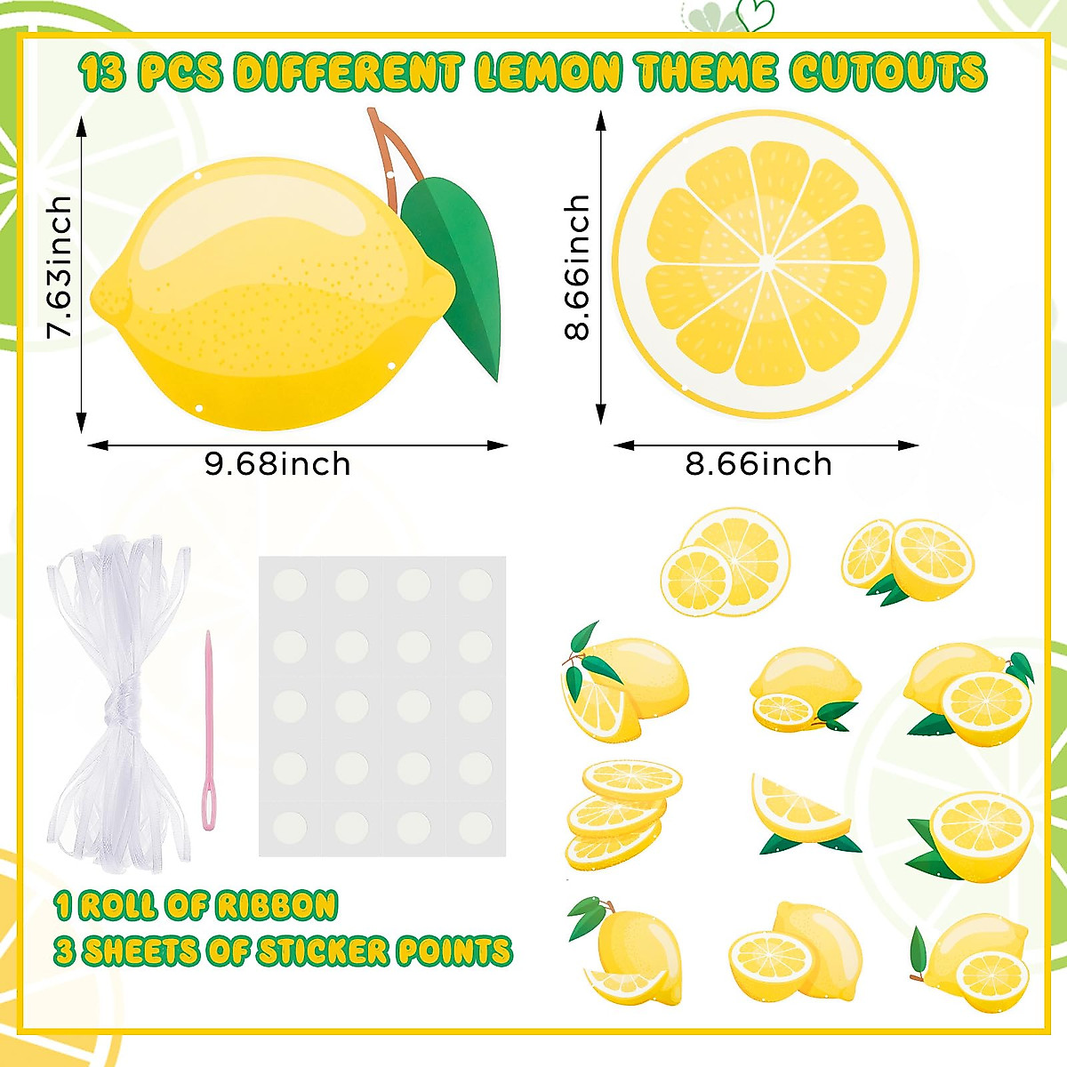 Teenyyou 3 Pcs Lemon Party Decorations Lemon Party Hanging Banner Door Decoration Lemonade Sign Large Lemon Cutout Citrus Decor for Birthday Party Lemon Summer Bridal Shower Supplies