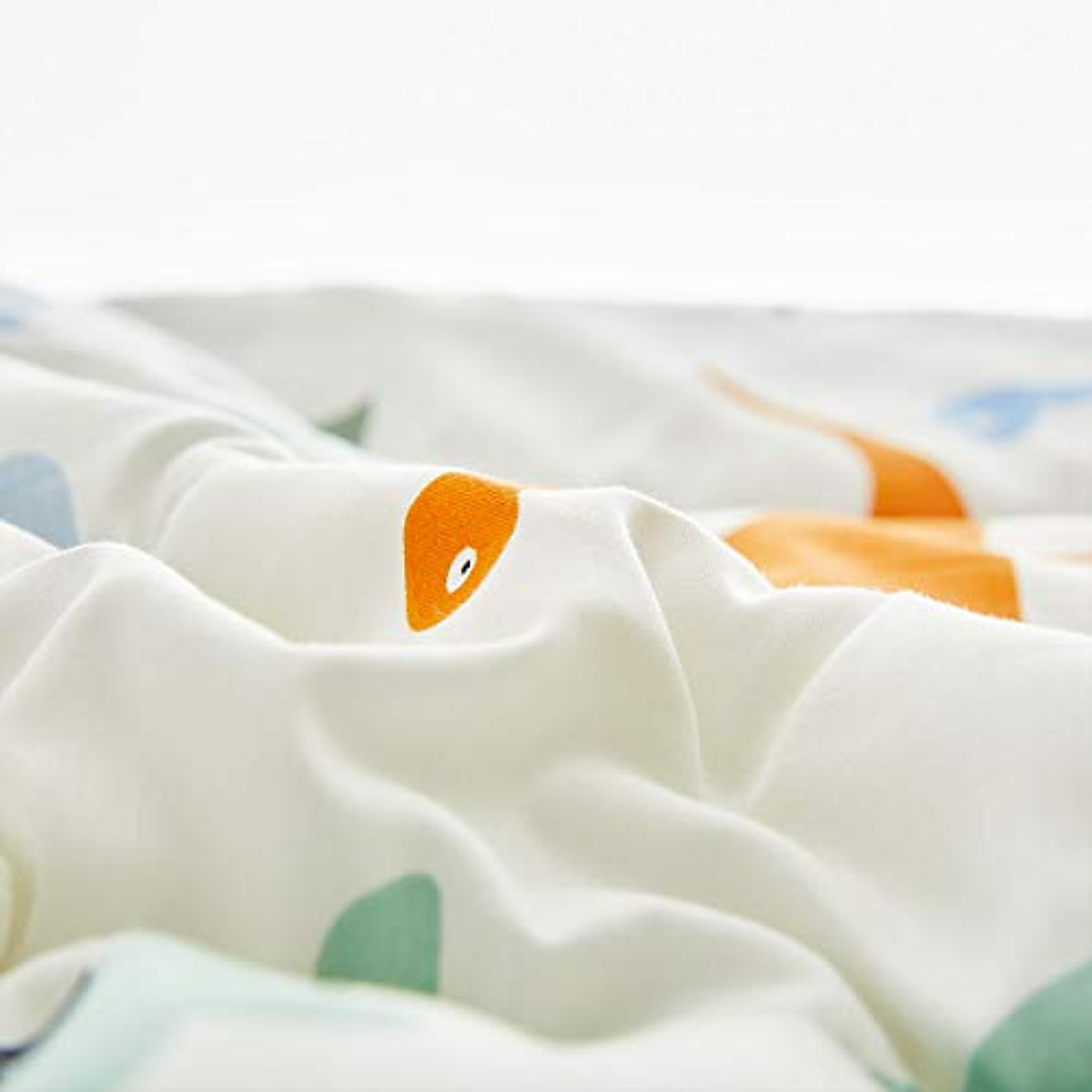 Joyreap 4 Piece Cotton Toddler Bedding Set for Kids Boys n Girls, Dinosaur Theme Cream White n Orange Reversible Design, Includes Quilted Comforter, Fitted Sheet, Top Sheet, and Pillow Case