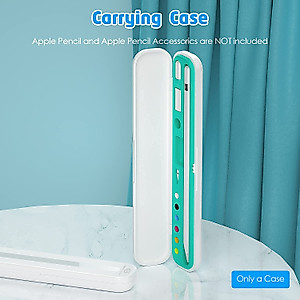 WixGear Case for Apple Pencil and Holder with Tip Storage Box for Apple Pencil 1st and 2nd Generation - Protective Carrying Case with Magnetic Cap Slot, 5 Silicone Cap Holders, Charging Adapter Slot