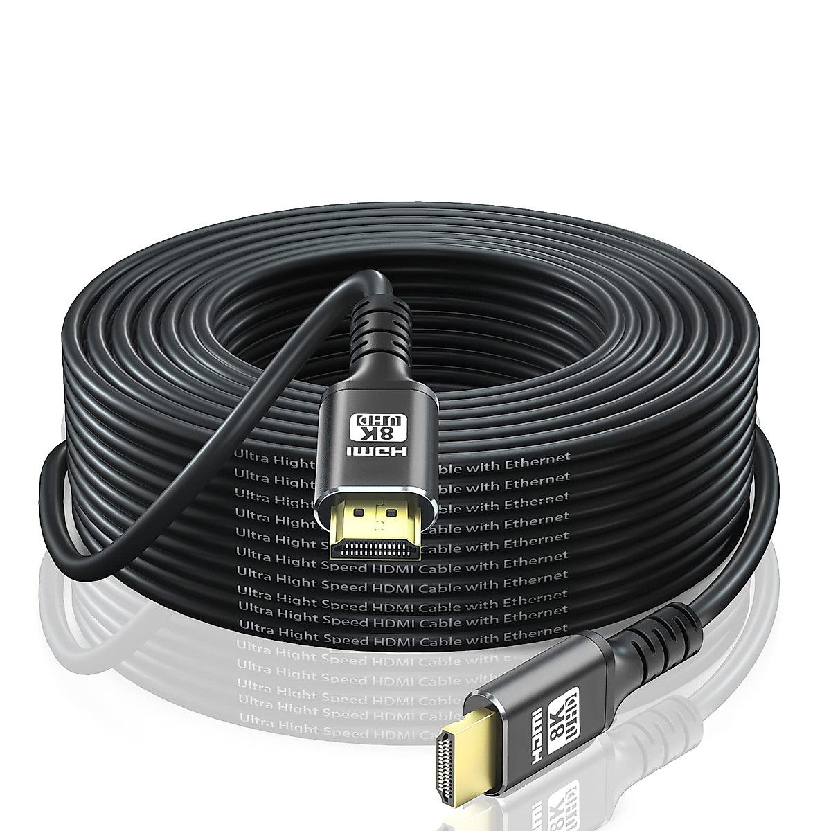 Soonsoonic HDMI 2.1 Cable 40 Ft 8K 48Gbps Ultra High Speed Cables & 8K@60Hz 4K@120Hz 144Hz eARC Dynamic HDR 3D HDCP2.2&2.3 HDMI Cord | for HDTV Monitor RTX 3090 Xbox Series X PS5 ect (12M)