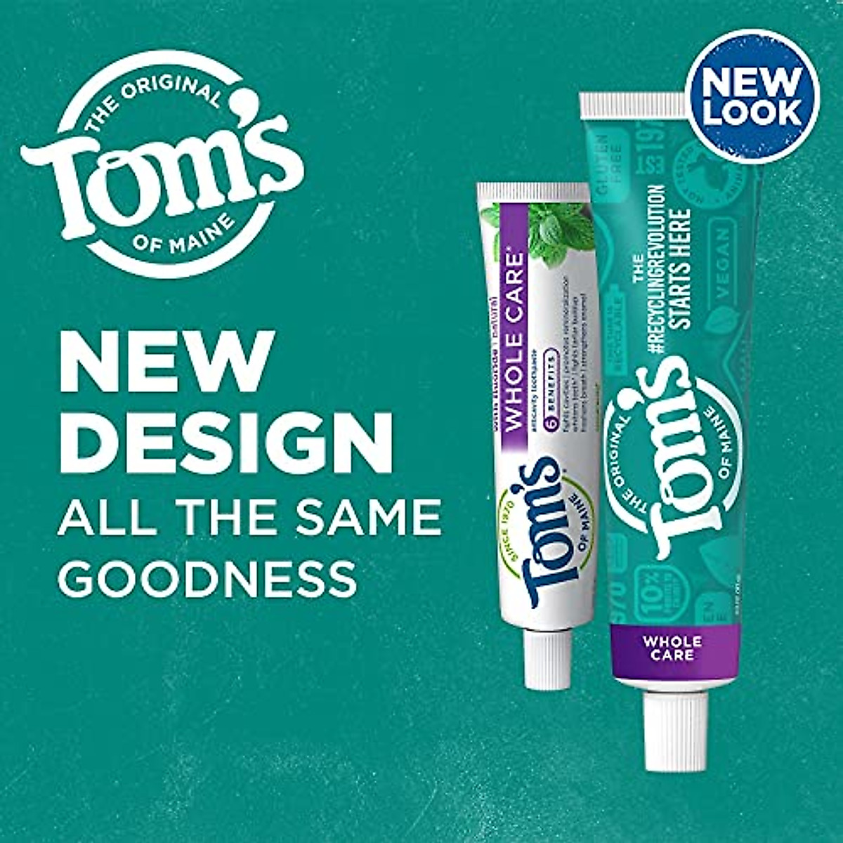 Tom's of Maine Whole Care Natural Toothpaste with Fluoride, Spearmint, 4 oz. 3-Pack