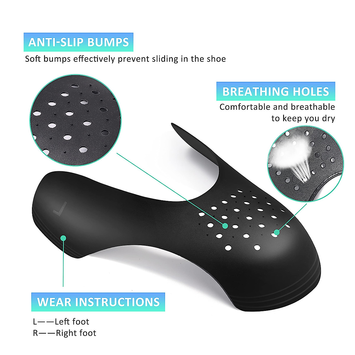 Crease Protectors Suitable for Most Sneakers, 4 Pairs Crease Protectors for Jordan 1, Air Force 1, and Dunk Low; Men's 7.5-12/ Women's 5-8.5 (Men's US Size 7.5-12, Black+White)