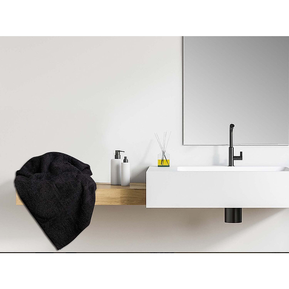 Pristine Linen 100% Cotton Bath Towels Black 22x44 Premium Towels for Bathroom