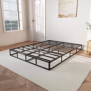 Snaye 5 Inch Full Size Bed Frame with Round Corner Edges, Low Profile Metal Platform Mattress Foundation with Heavy Duty Steel Slat Support, No Box Spring Needed/Easy Assembly/Noise Free/Black