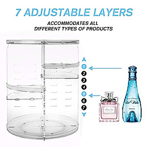 sanipoe 360 Spinning Makeup Organizer, Lazy Susan Rack Cosmetic Carousel Storage Shelf, Great for Countertop and Bathroom, Clear