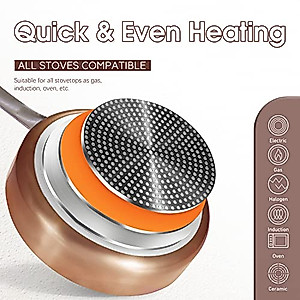 FRUITEAM 13-Piece Cookware Set Non-stick Ceramic Coating Cooking Set, Induction Pots Pans Set with Lids, Heavy Duty Stainless Steel Handles, Induction, Oven, Gas, Stovetops Compatible for Family Meals