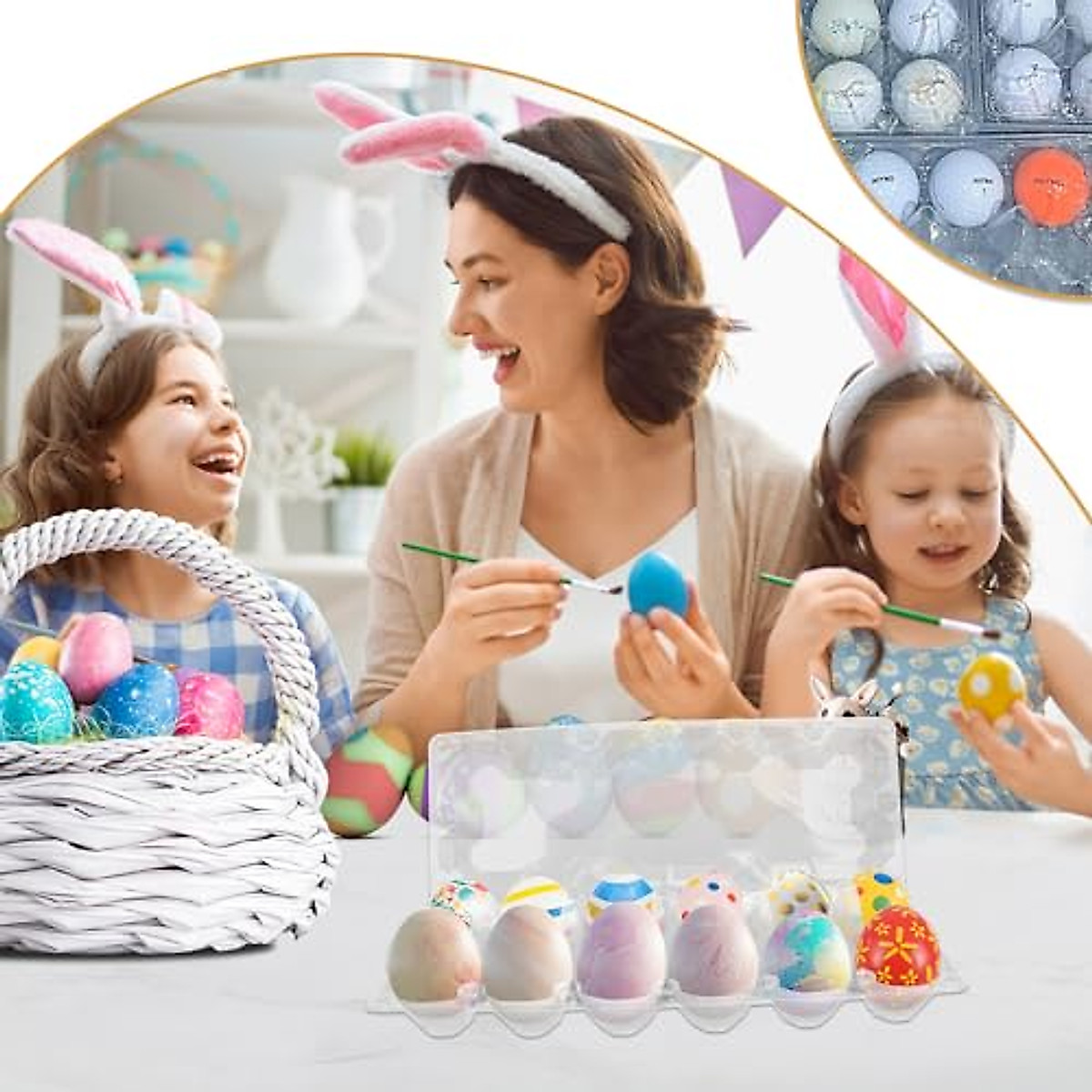 KUKLIPJIM 120 Pack Bulk Egg Cartons, Clear Plastic Chicken Egg Holders, Egg Tray Carton Holder for Home & Kitchen, Farm & Market Use, An Eco-Friendly Egg Storage Solution, 12 Grids