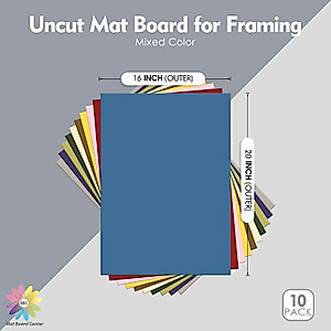 Mat Board Center, 10 Pack 16x20 Mixed Color Uncut Mat Boards/Backing Matt Boards for Crafts, Frames, Photos and More