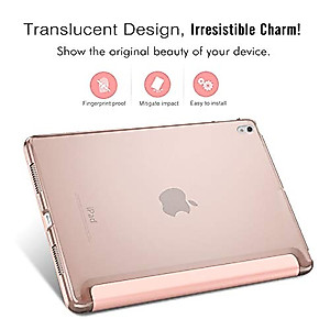 MoKo Case Fit Apple iPad Pro 9.7 Inch 2016 Release Tablet ONLY(A1673/A1674/A1675) - Slim Lightweight Smart Shell Stand Cover with Translucent Frosted Back Protector, Rose Gold (with Auto Wake/Sleep)