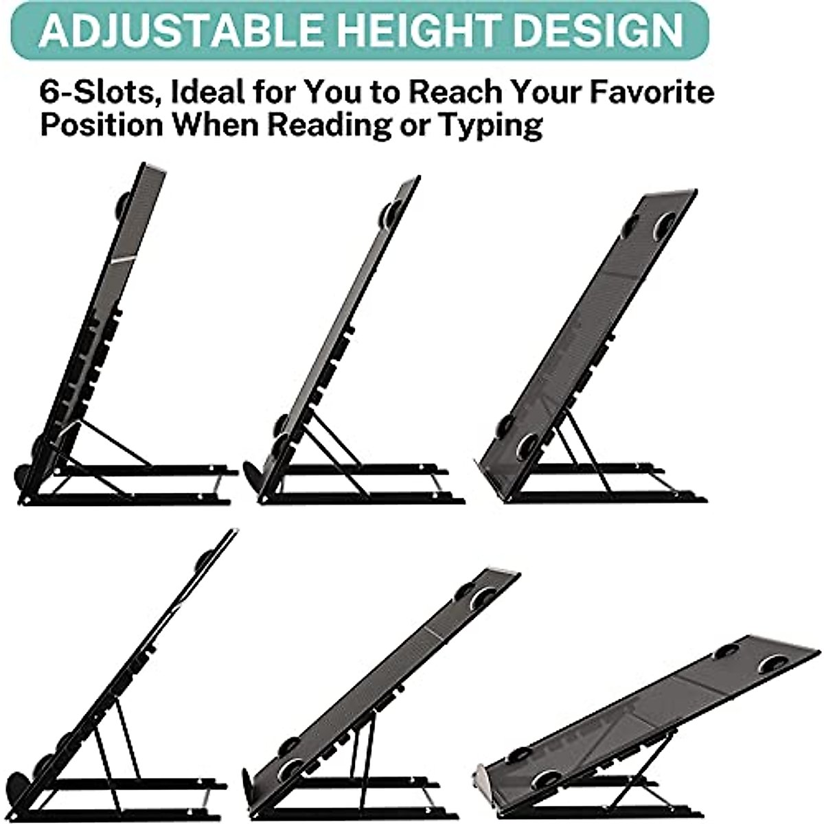 MaxGear Desktop Document Holder for Typing, Paper Holder Stand for Desk with 4 Magnetic Buckles, Metal Mesh Letter Copy Holder for Monitor Computer Reading with 6 Adjustable Positions, Black