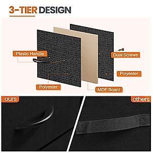 Sweetcrispy Nightstand Small Dresser with 2 Fabric Drawers Side Bedroom End Table Kids Bedside Storage Furniture for 20" Tall Night Stand for Closet, Entryway, College Dorm, Black