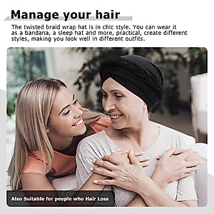 DRESHOW African Turban Pre-Tied Twisted Braid Head Wrap Hat Beanie Headwraps for Black Women Chemo Cancer Cap