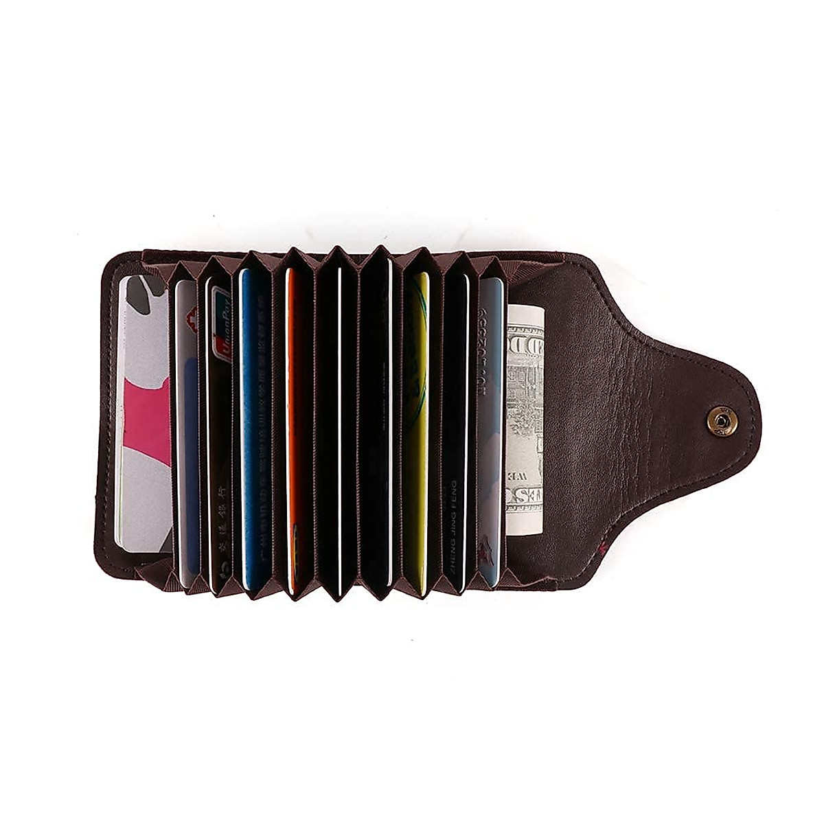 Brass Tacks Leathercraft Full Leather Card Cases for Women 11 Card Position 10 Colors Small Women's Wallet (Pink)