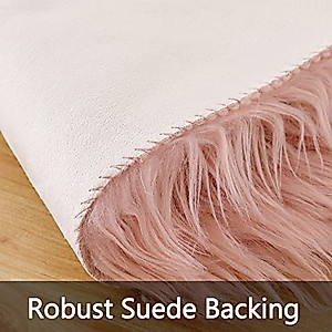 COZYLOOM Faux Fur Rug, Luxury Soft Faux Sheepskin Rug, 2x3 FT Pink Furry Rug Chair Couch Cover Seat Pad for Bedroom Bedside Living Room, Kids Room or Nursery, Floor Sofa Decor