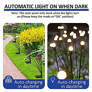 2 Pack 10 Head Solar Powered Firefly Lights, Outdoor Waterproof Starburst Swaying Garden Lights, Swaying When Wind Blows Solar Garden Lights, 10 LED Path Landscape Outdoor Decorative Lights